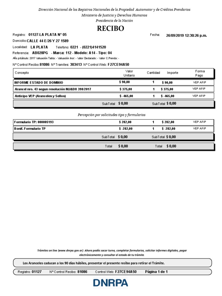 Recibo DNRPA | PDF | Business