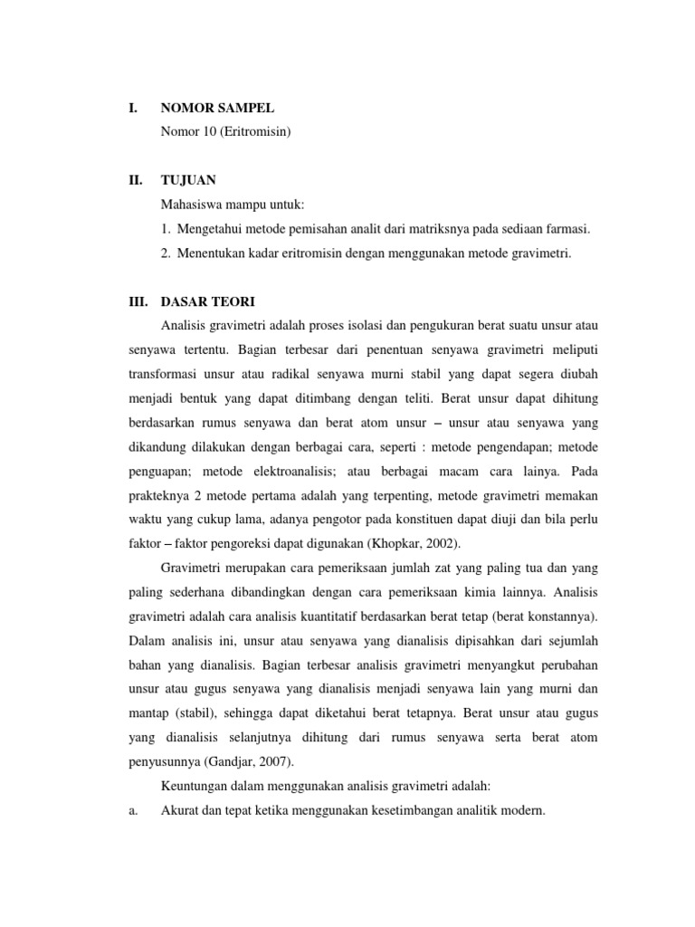 Laporan Kfa 2 Gravimetri | PDF
