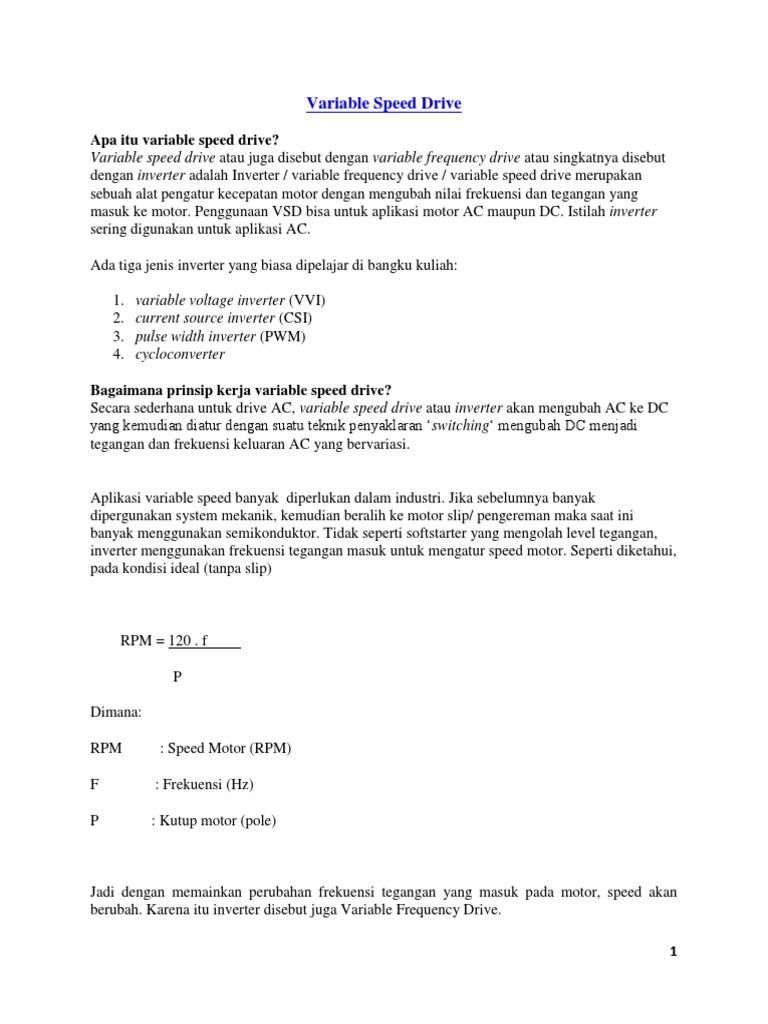 Prinsip Kerja Variable Speed Drive | PDF