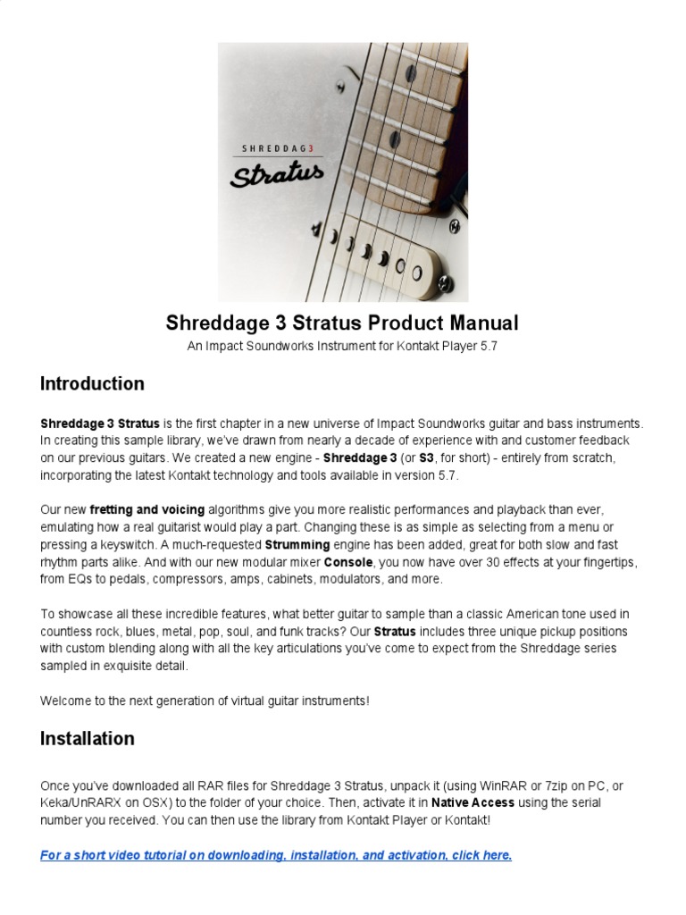 Shreddage 3 Stratus Manual | PDF | Guitars | String Instruments