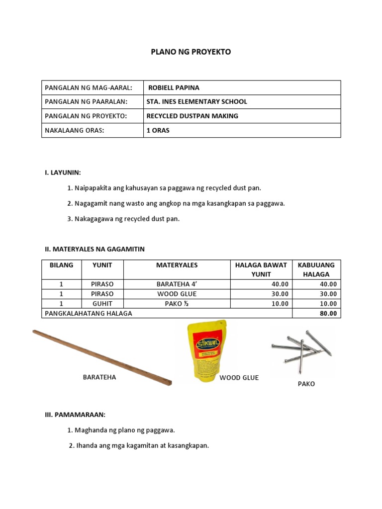Plano NG Proyekto | PDF