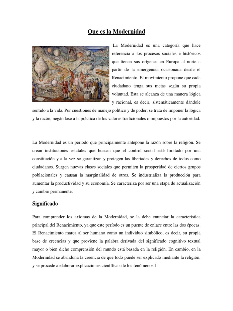 Que Es La Modernidad | PDF | Modernidad | Ciencias Políticas