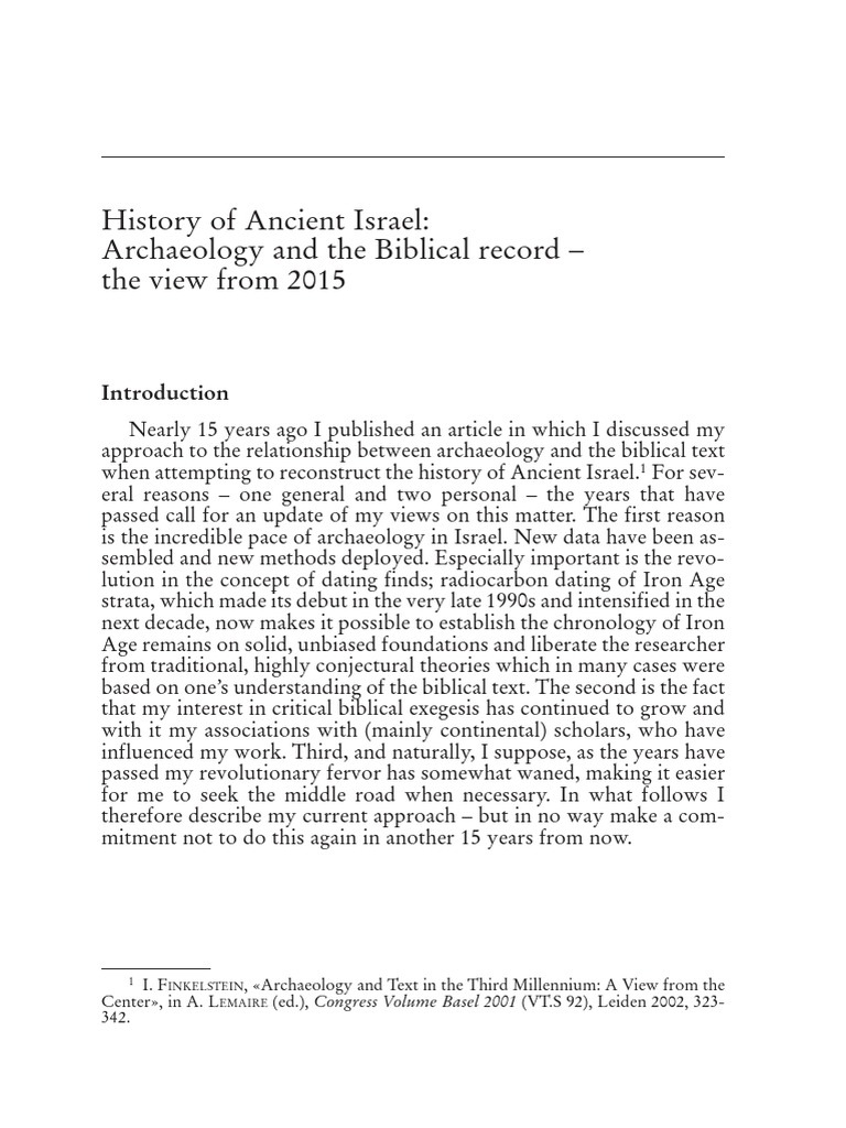 Archaeology and Ancient Israel's History | PDF | Kingdom Of Judah | David