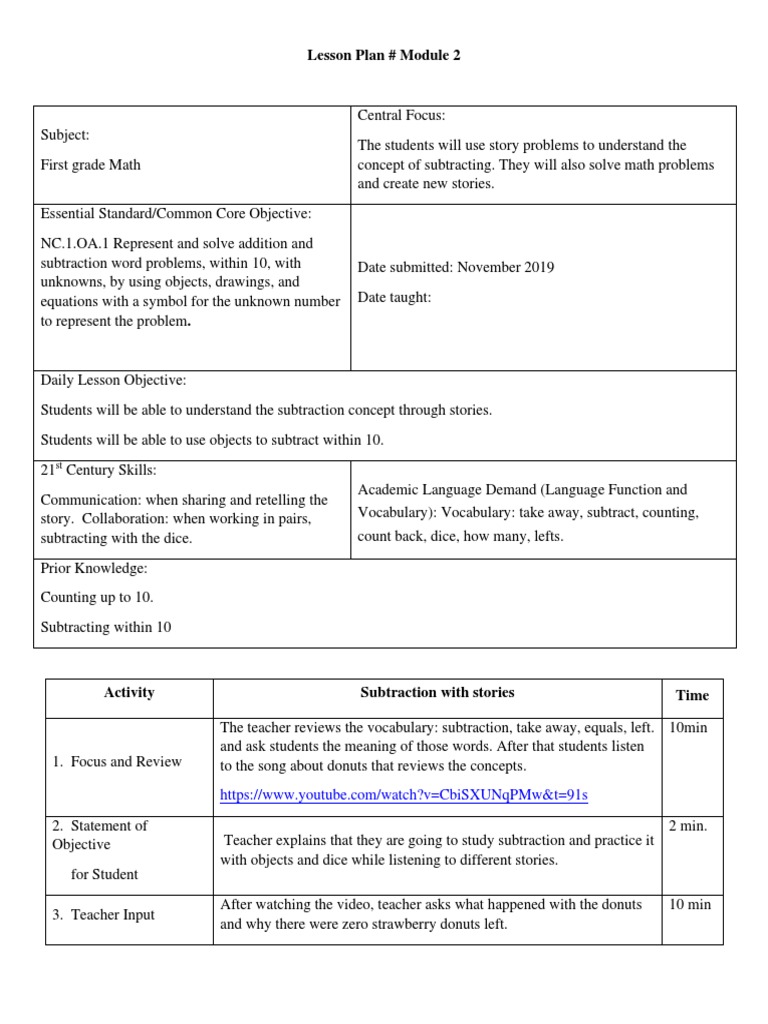 Math Lesson Plan | PDF | Common Core State Standards Initiative ...