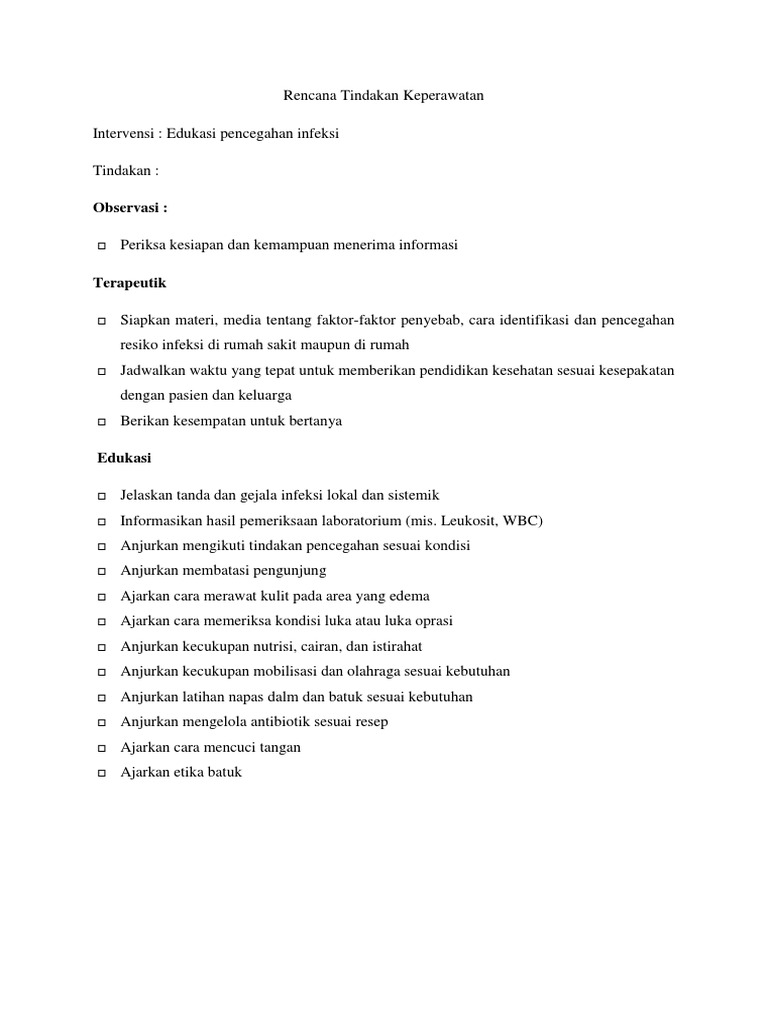 INTERVENSI Edukasi Pencegahan Infeksi | PDF