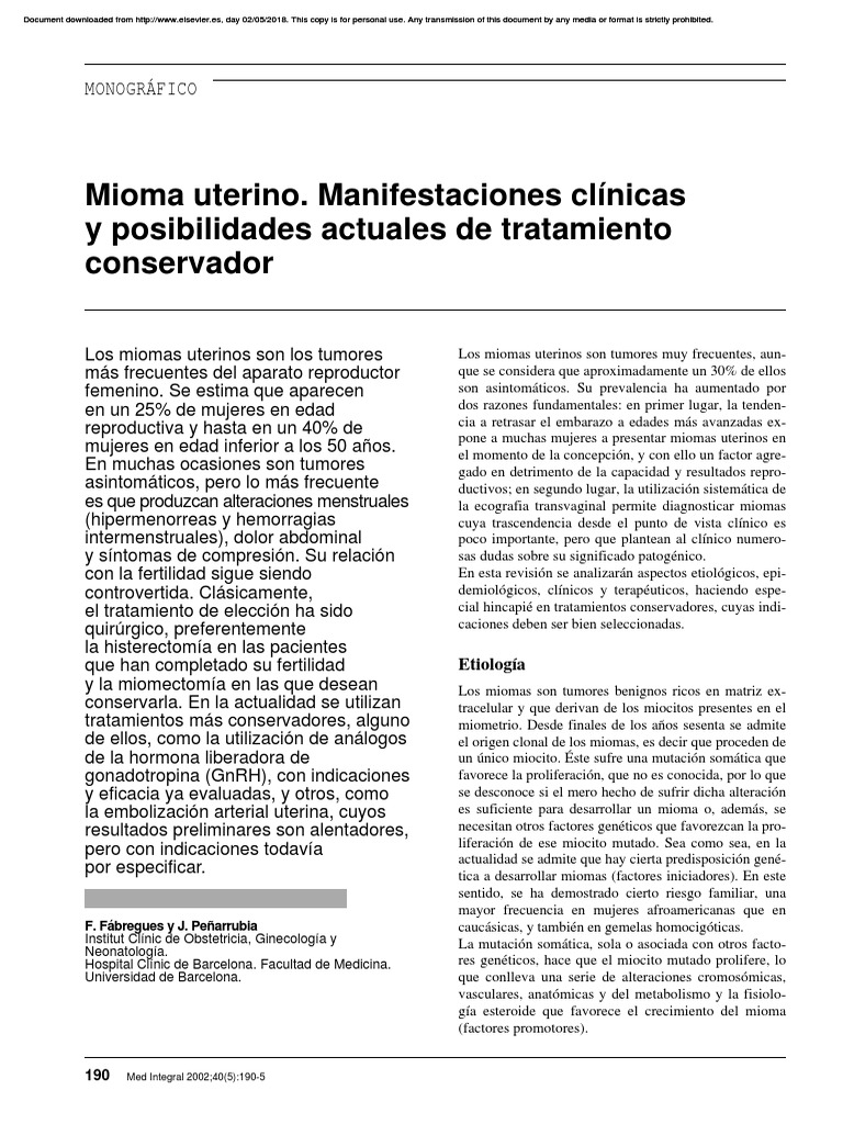 Mioma Uterino | PDF | El embarazo | Mutación