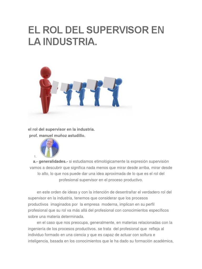 Rol de Supervisor en La Industria | PDF | Seguridad y salud ocupacional ...