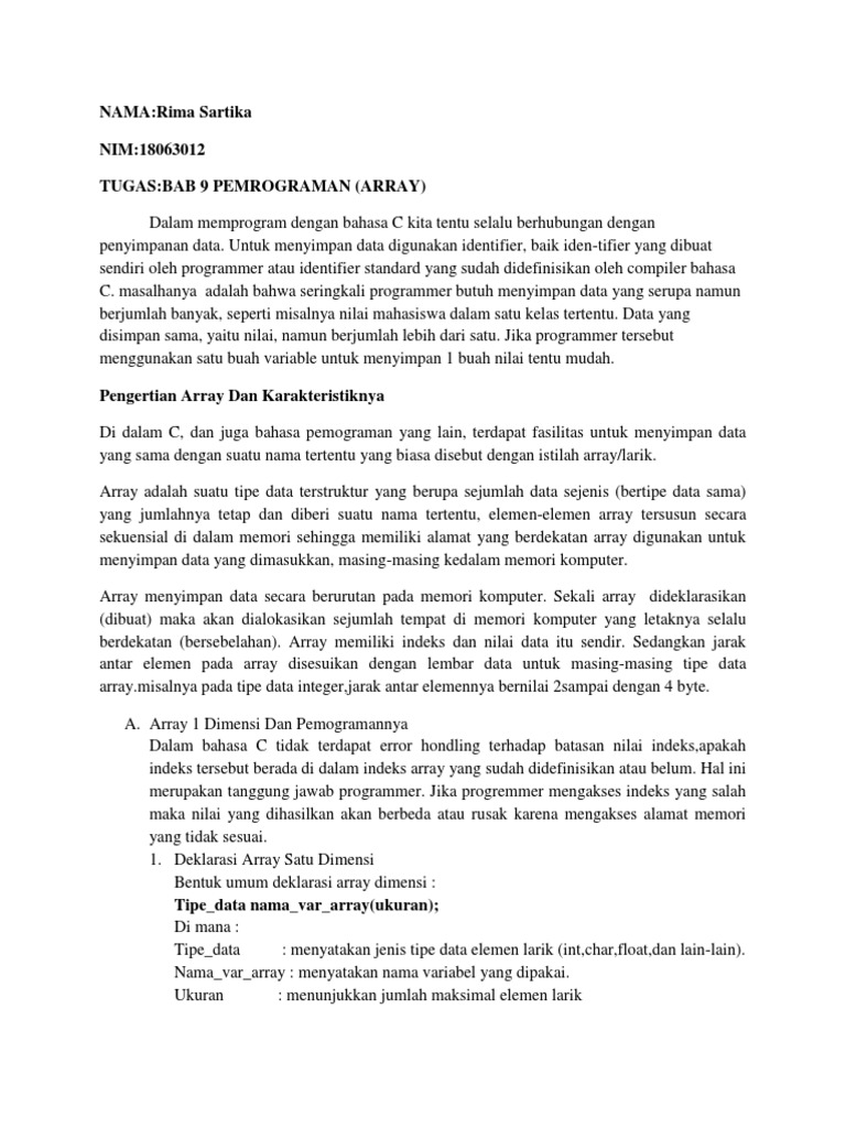 Panduan Lengkap Array di C | PDF