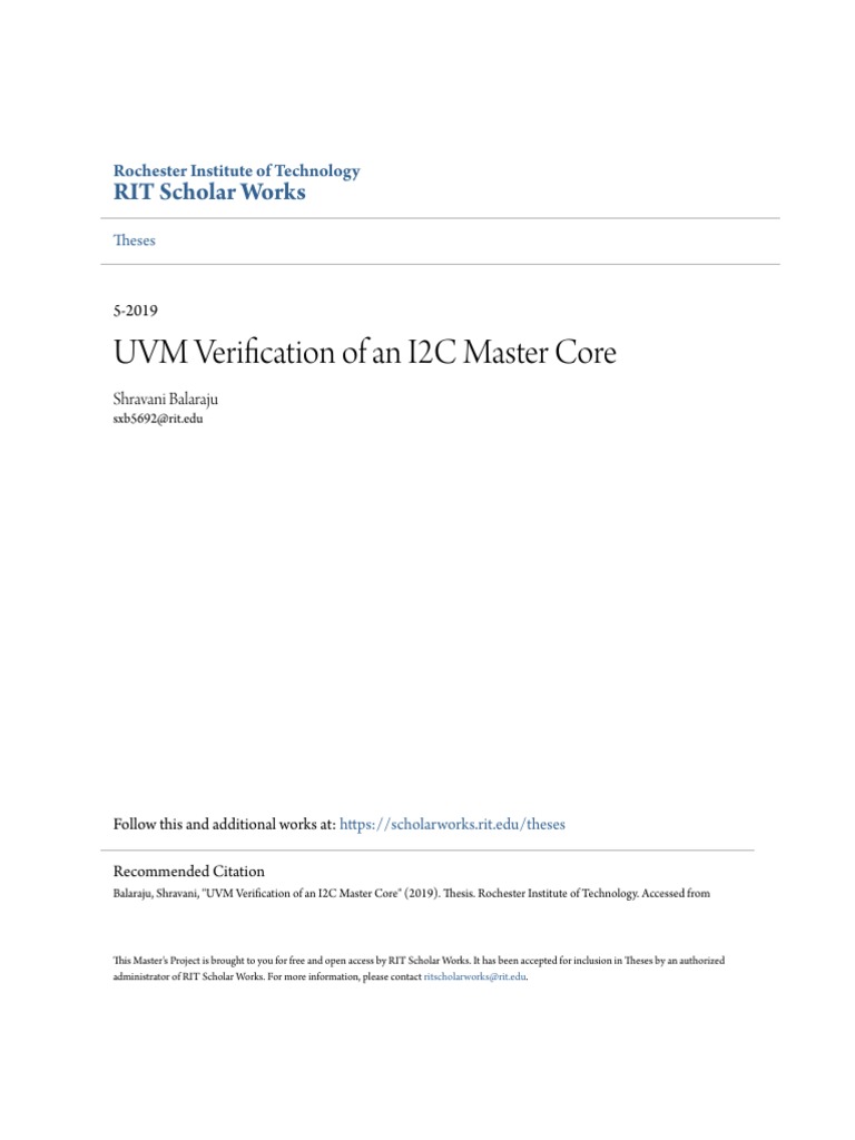 UVM Verification of An I2C Master Core PDF | PDF | Digital Electronics | Electronics