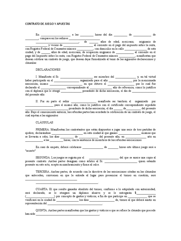 Contrato de Juego y Apuestas | PDF | Gobierno