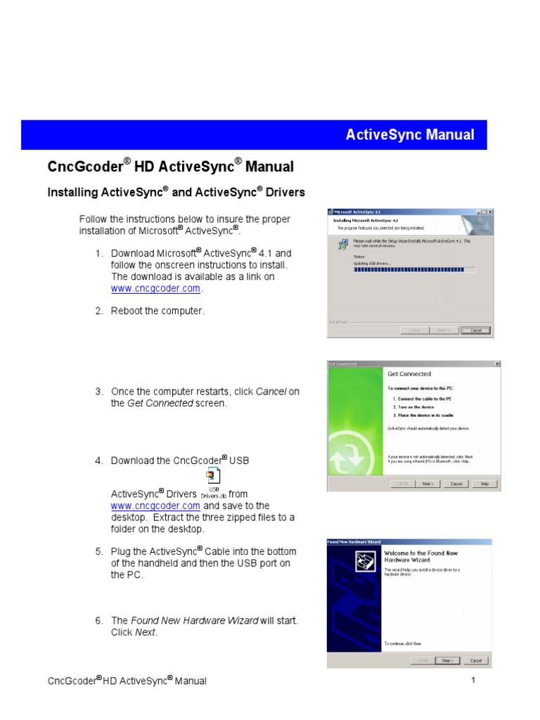 Cncgcoder HD Activesync Manual | PDF | Device Driver | Computer File