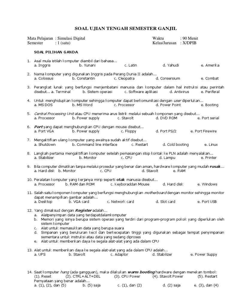 Soal Simulasi Digital 2017 | PDF