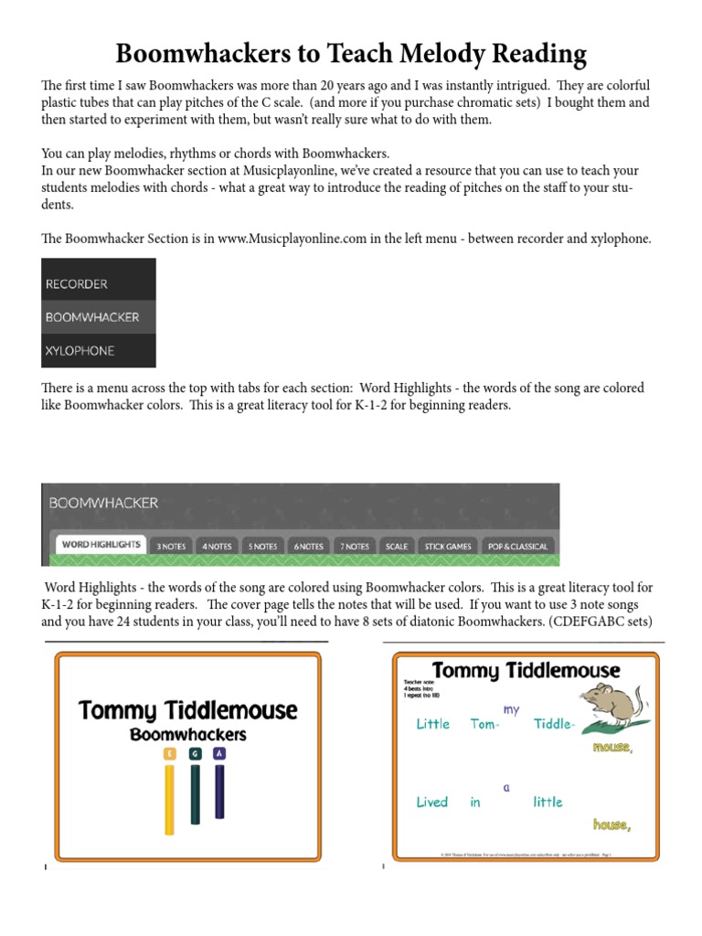 Boomwhackers To Teach Melody Reading | Download Free PDF | Elements Of ...