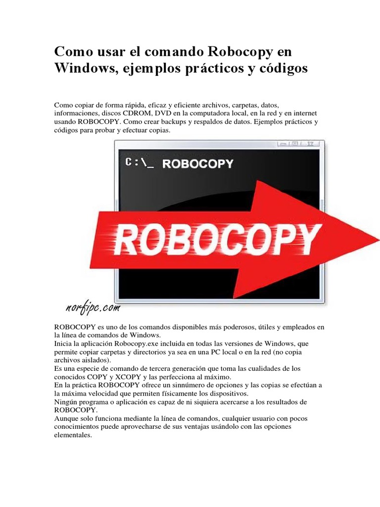 Uso práctico del comando Robocopy en Windows | PDF | Archivo de ...