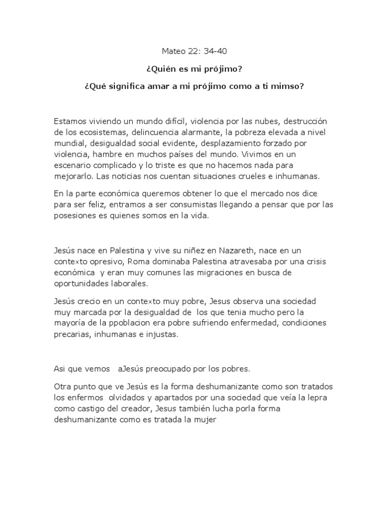 Ama A Tu Prójimo Como A Ti Mismo | PDF | Pobreza | Pobreza e indigencia