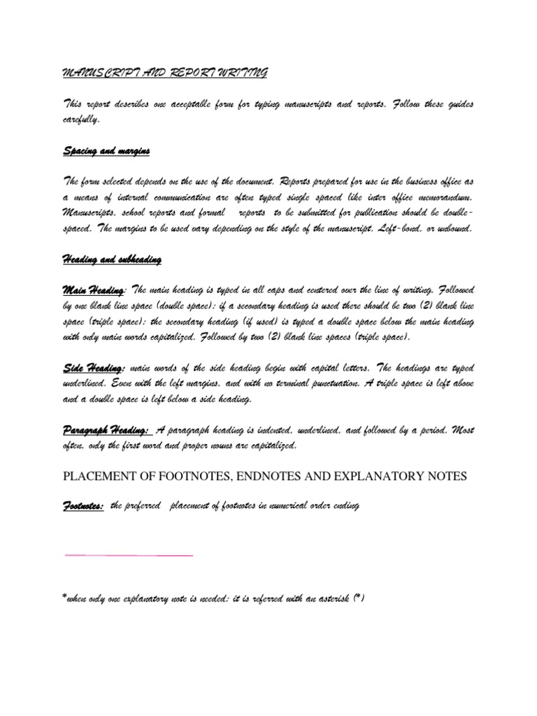 Placement of Footnotes, Endnotes and Explanatory Notes | PDF
