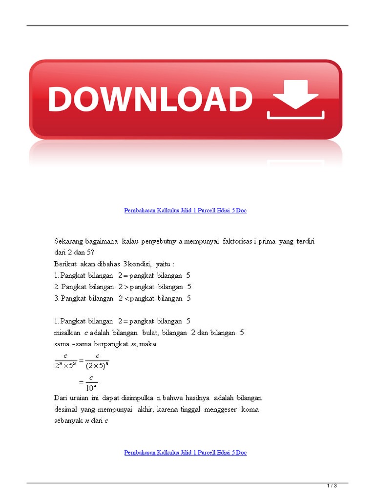 Pembahasan Kalkulus Jilid 1 Purcell Edisi 5 Doc PDF | PDF