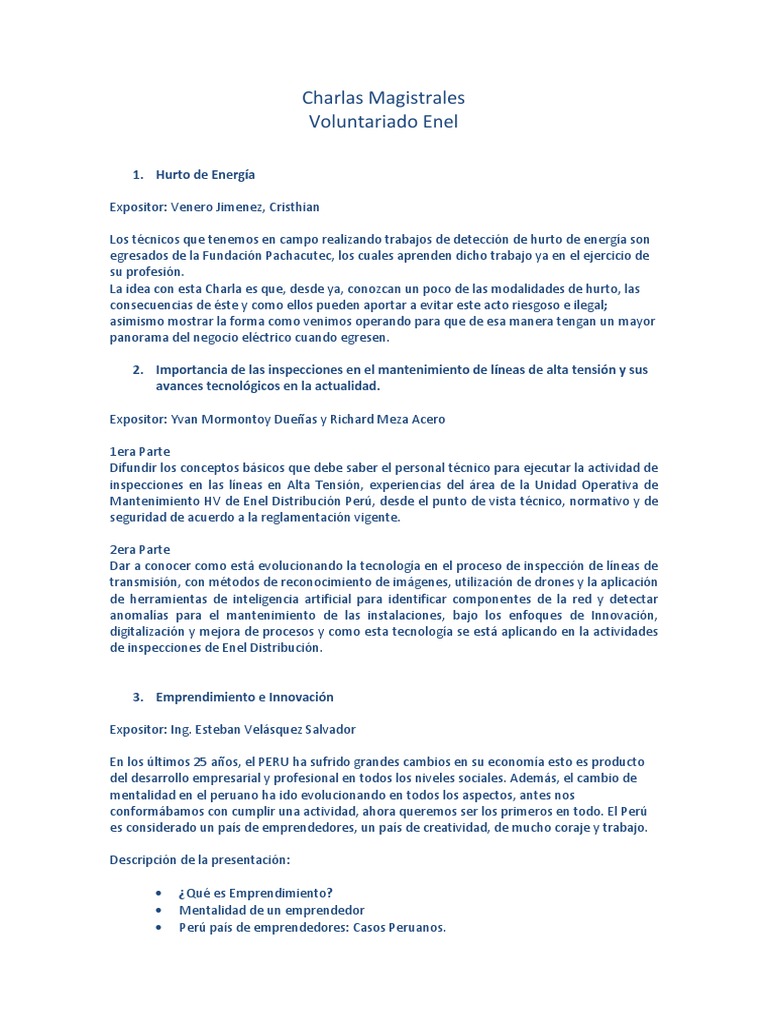 Temas - Charlas Magistrales | PDF | Iniciativa empresarial | Innovación