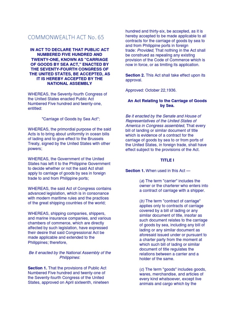 Cogsa Cases | PDF | Bill Of Lading | Cargo