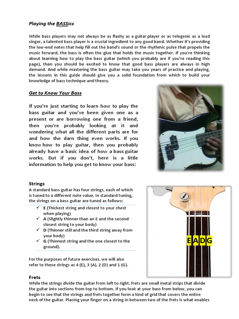 Bass Basics PDF | PDF | String Instruments | Guitars