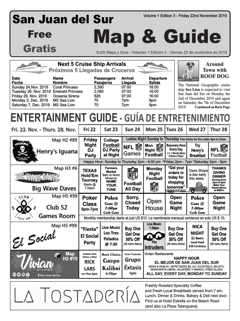 San Juan Del Sur Map and Guide | Download Free PDF | Food And Drink ...