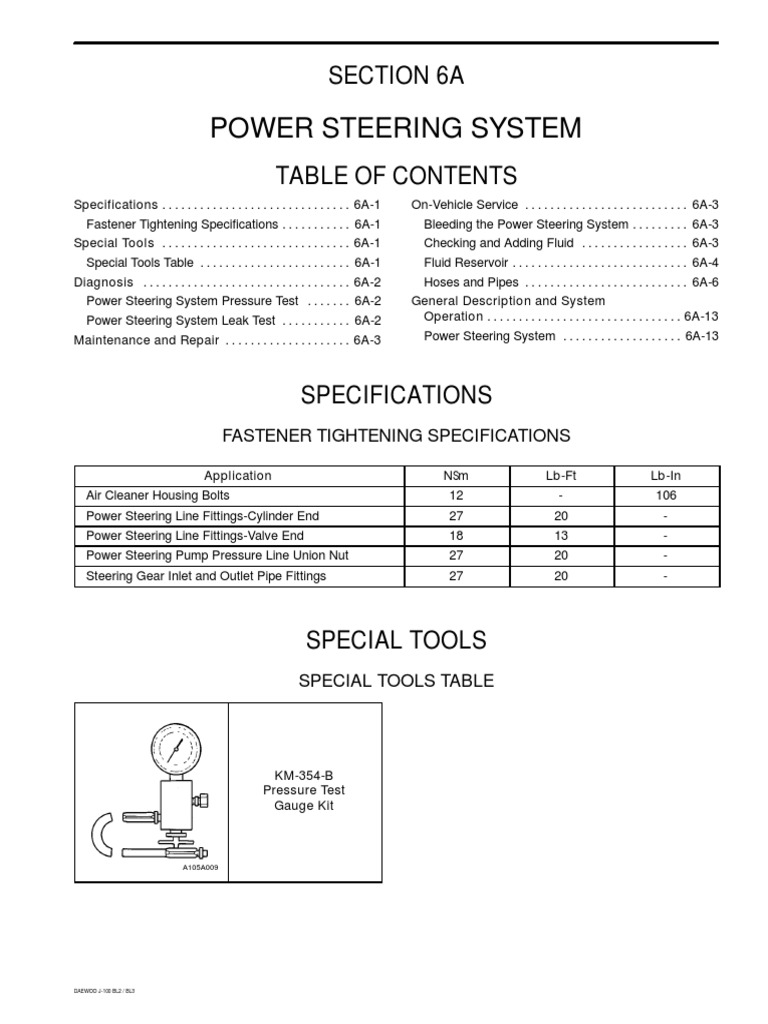 Power Steering System: Section 6A | Download Free PDF | Leak | Pump