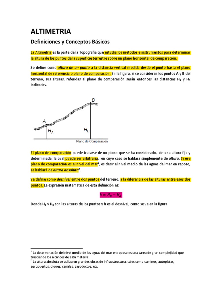 Altimetria, Topografia, UNC | PDF | Medición | Eje