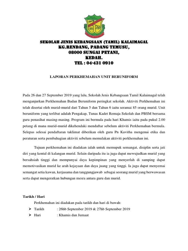 Laporan Perkhemahan Unit Beruniform | PDF