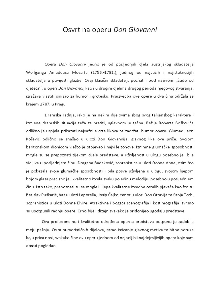Osvrt Na Operu | PDF