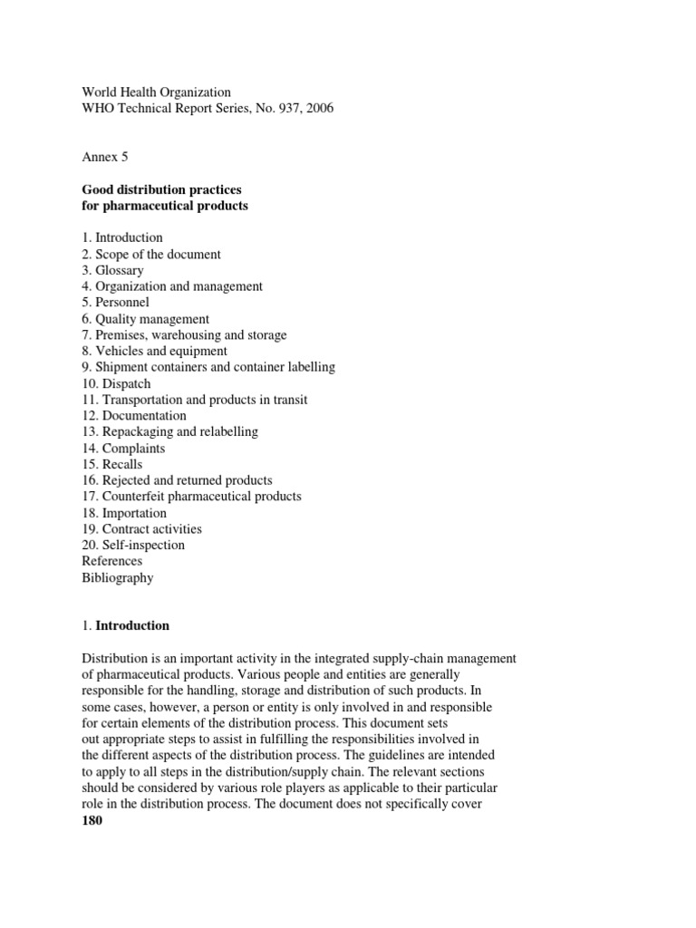 World Health Organization - Good Distribution Practices PDF | PDF ...