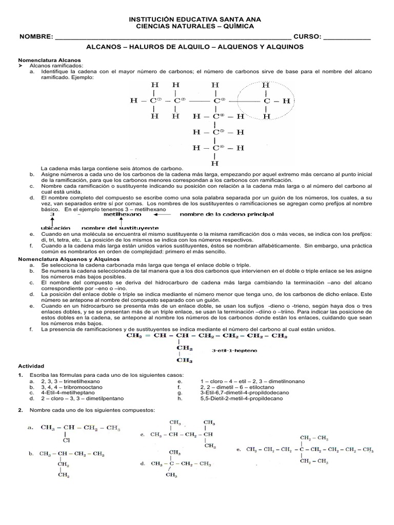 Alcanos Enos Inos | PDF | Hidrocarburos | Alcano