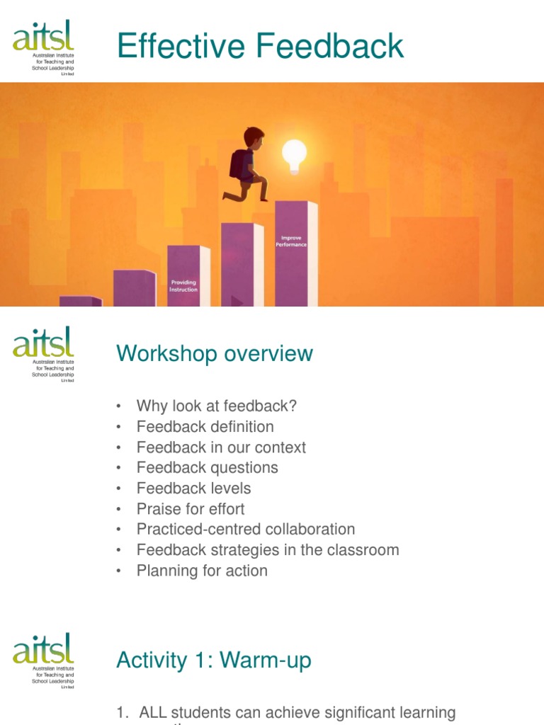 Aitsl Powerpoint Effective Feedback | PDF | Education Theory | Learning