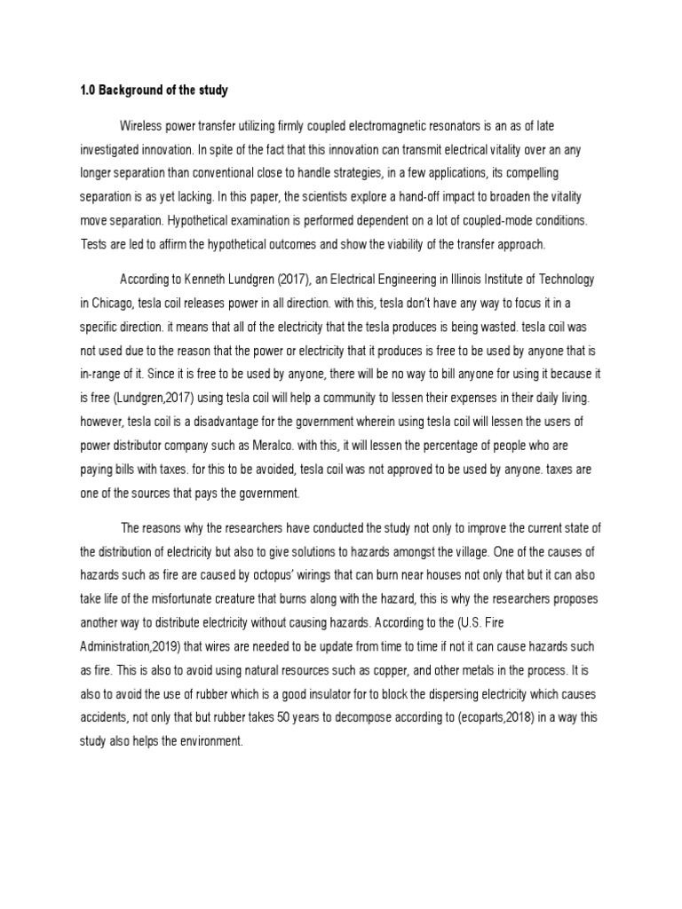 Background of The Study | PDF | Electricity | Electromagnetism