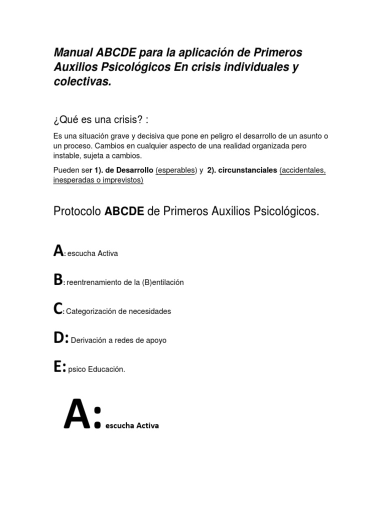 Abcde Primeros Auxilios Psicologicos | PDF | Estrés (biología) | Sicología