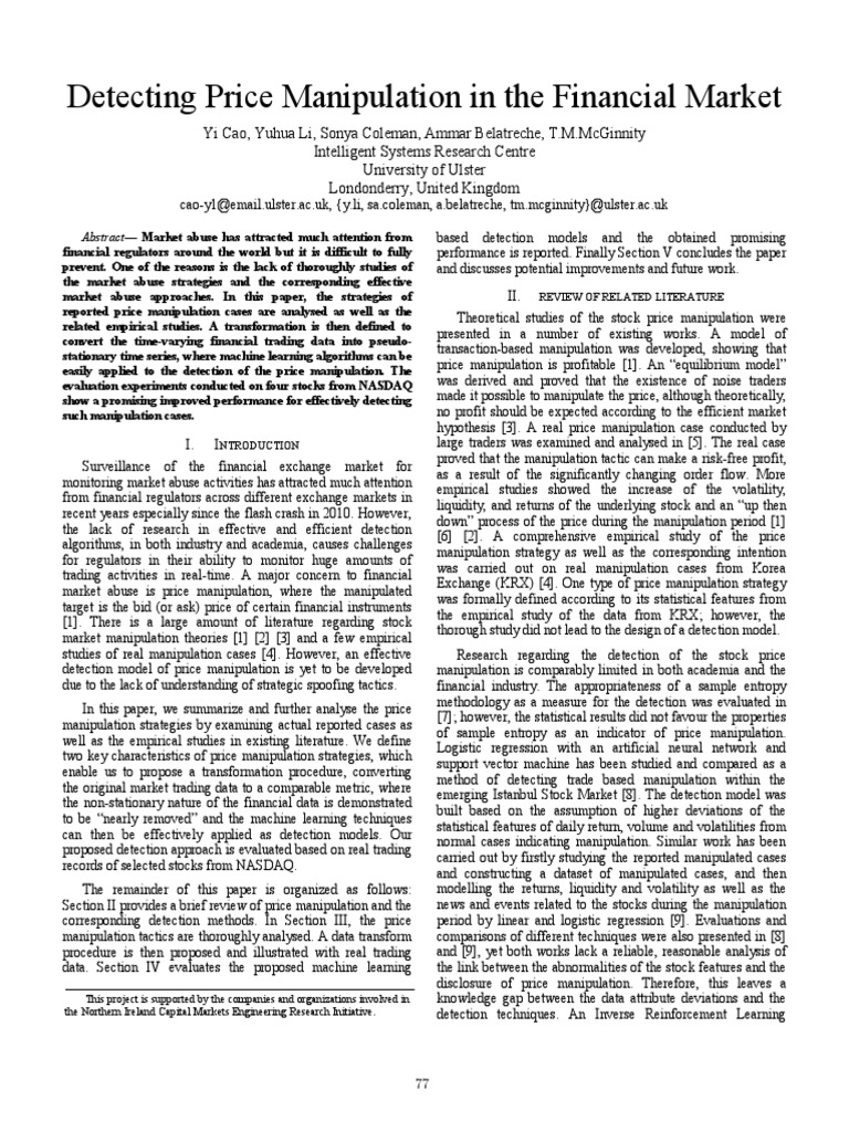 Detecting Price Manipulation in The Financial Market | PDF | Stock ...