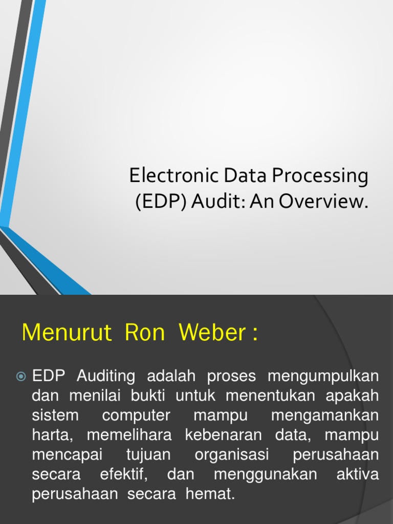 Electronic Data Processing (EDP) Audit: An Overview | PDF | Pengelolaan Keuangan & Uang | Komputer