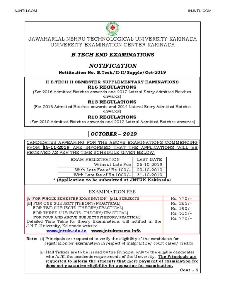 Jntuk 2 2 BT Suppl Oct19 Notif PDF | PDF | Government | Business