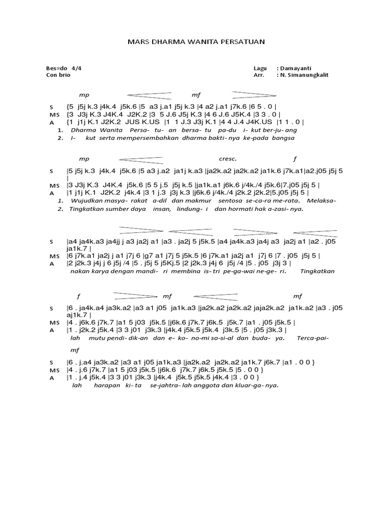 Mars Dharma Wanita Persatuan | PDF