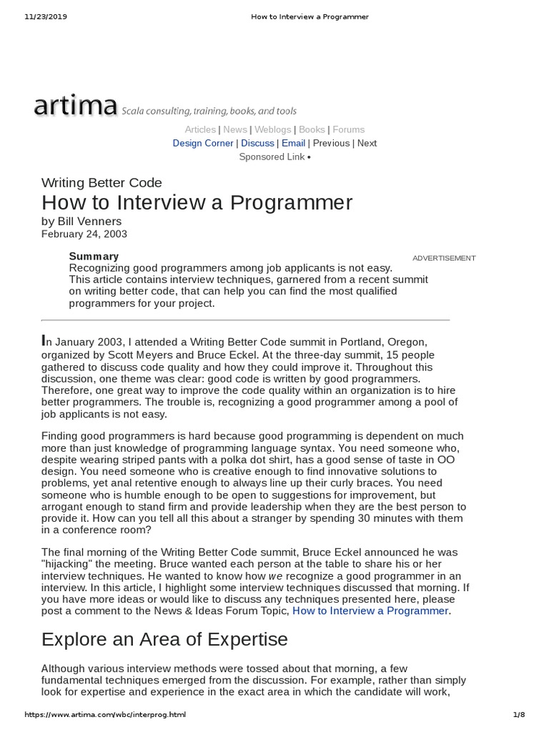 How To Interview A Programmer | PDF | Programmer | Java (Programming ...