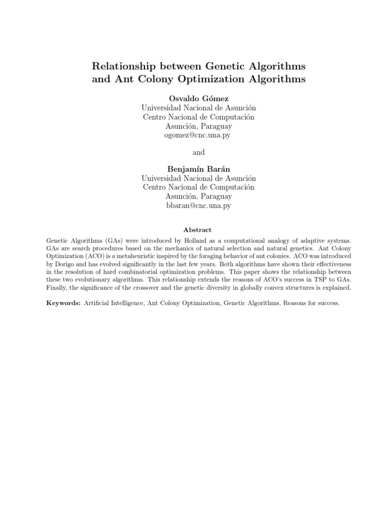 Relationship Between Genetic Algorithms and Ant Colony Optimization ...