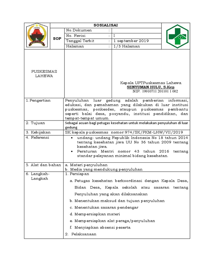 Sop Sosialisasi Jiwa | PDF