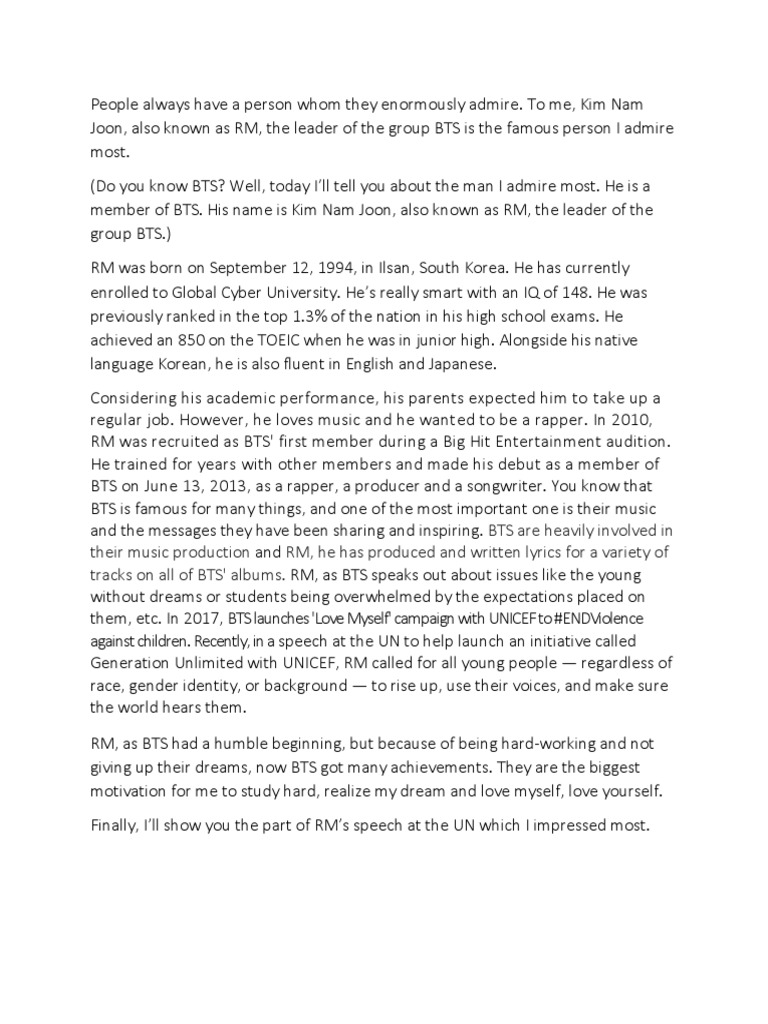 Famous Person I Admire | PDF