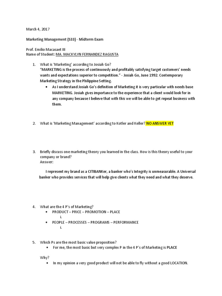 Markma Midterm - Ma. Mackylyn Fernandez Ragusta | PDF | Career & Growth | Business