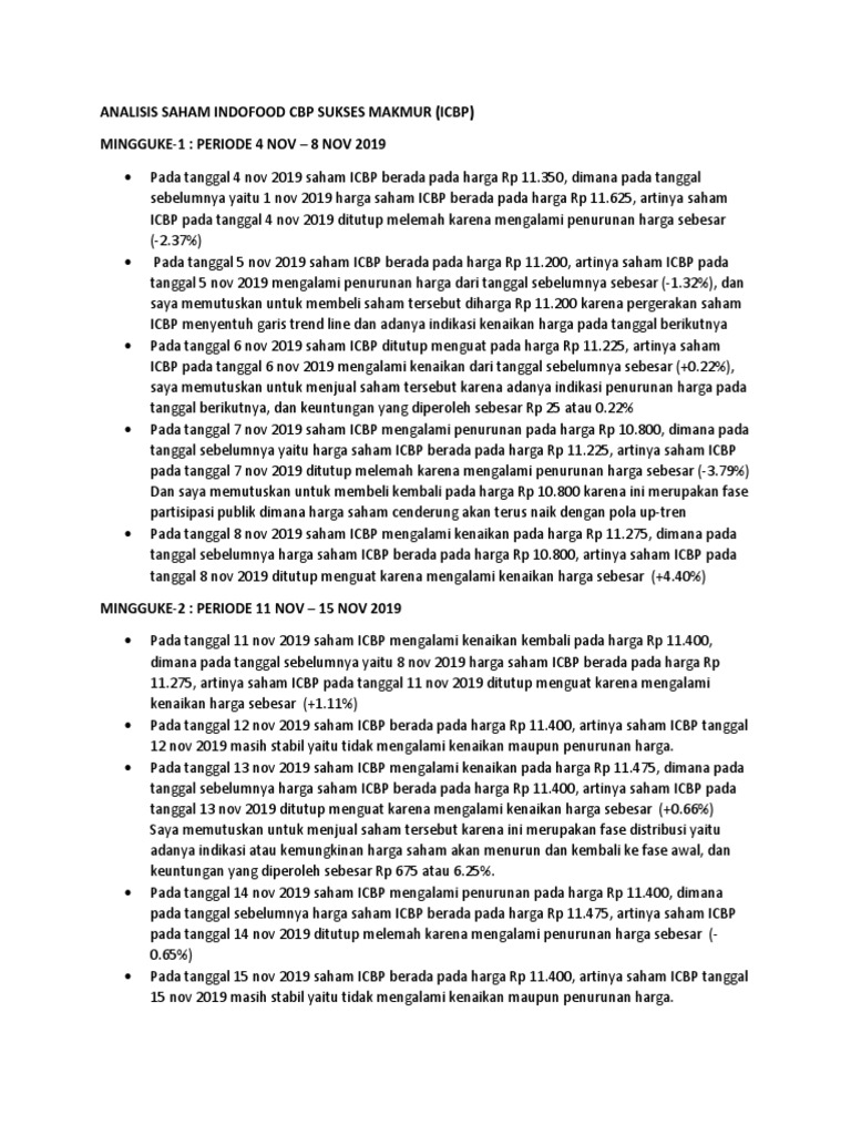 Analisis Saham ICBP Nov 2019 | PDF