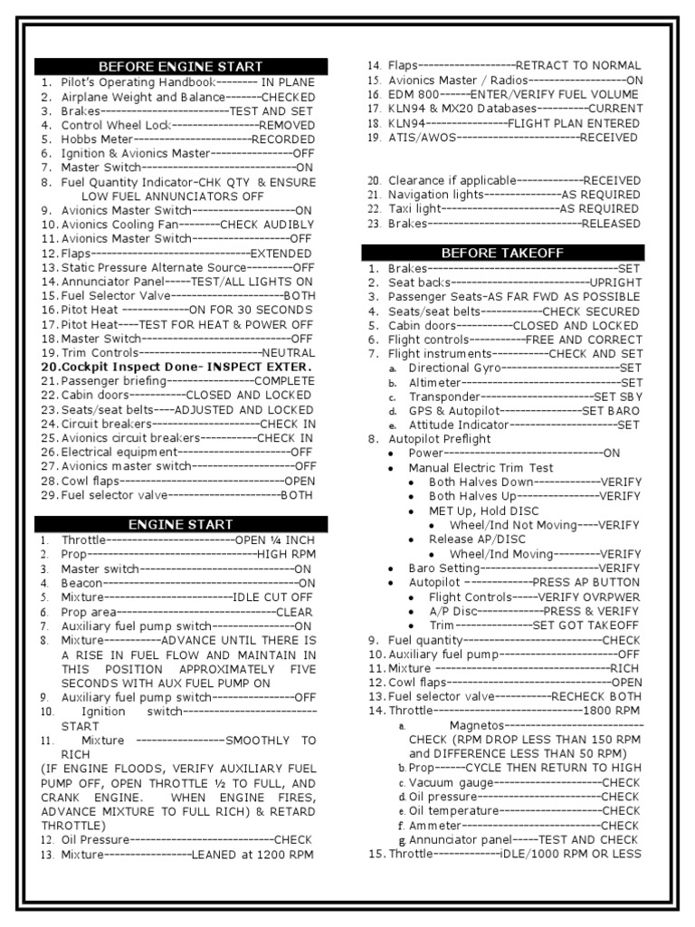 2000 Cessna 206H Checklist v1 | PDF | Flap (Aeronautics) | Avionics