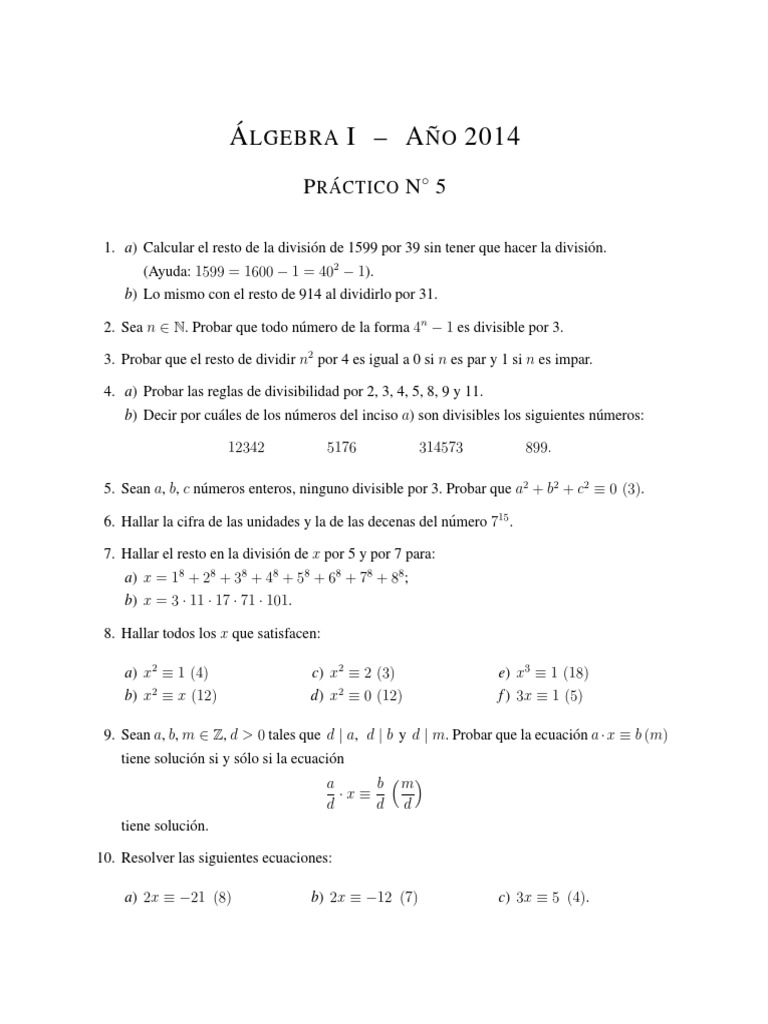 Aritmetica Modular PDF | PDF | Ecuaciones | Teoría del anillo