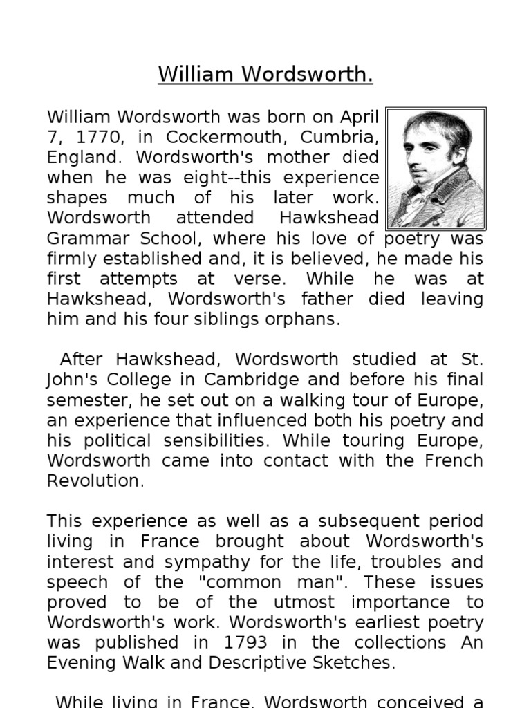 William Words Worth | PDF | William Wordsworth | Poetry