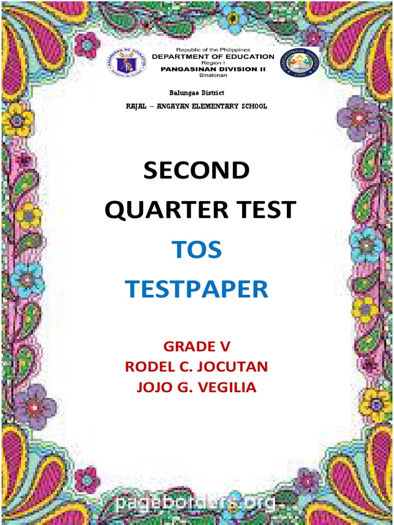 Second Quarter Test: TOS Testpaper | PDF
