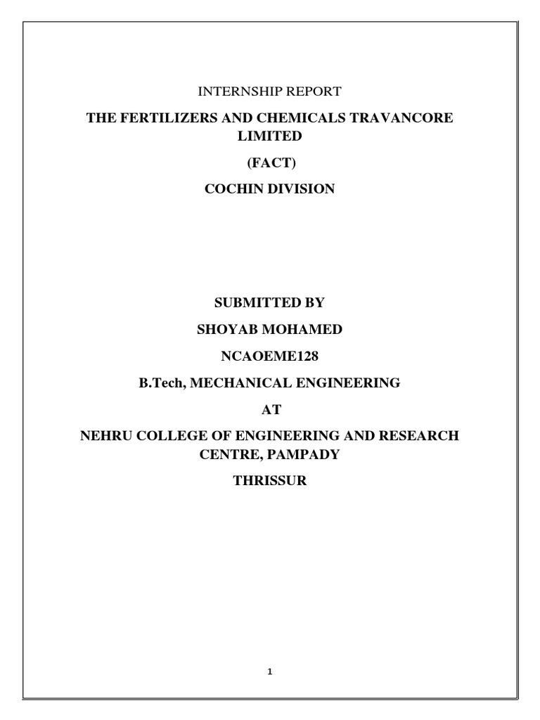 Mechanical Engineering Internship Report | PDF | Ammonium | Drilling