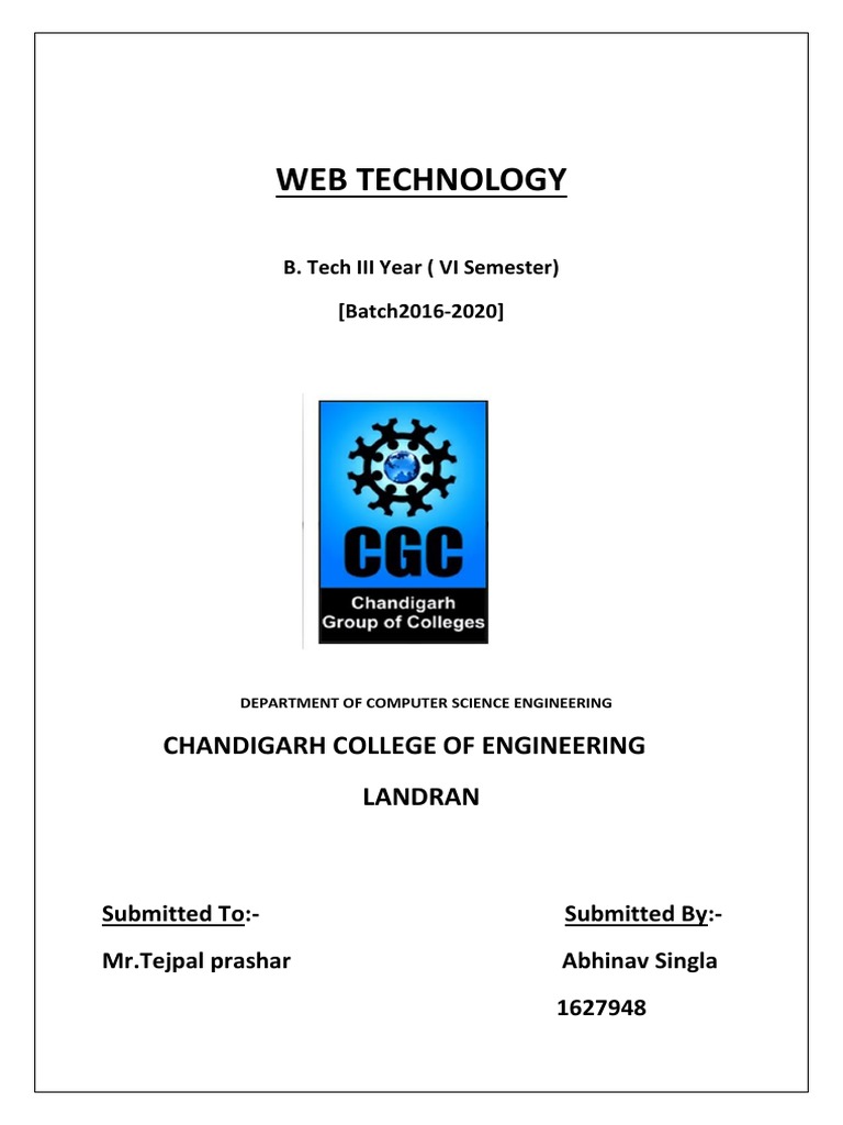 Web Technology: Chandigarh College of Engineering Landran | PDF